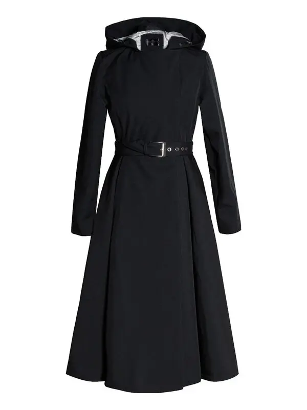 RAINSISTERS Double-breasted Belted Coat - Black