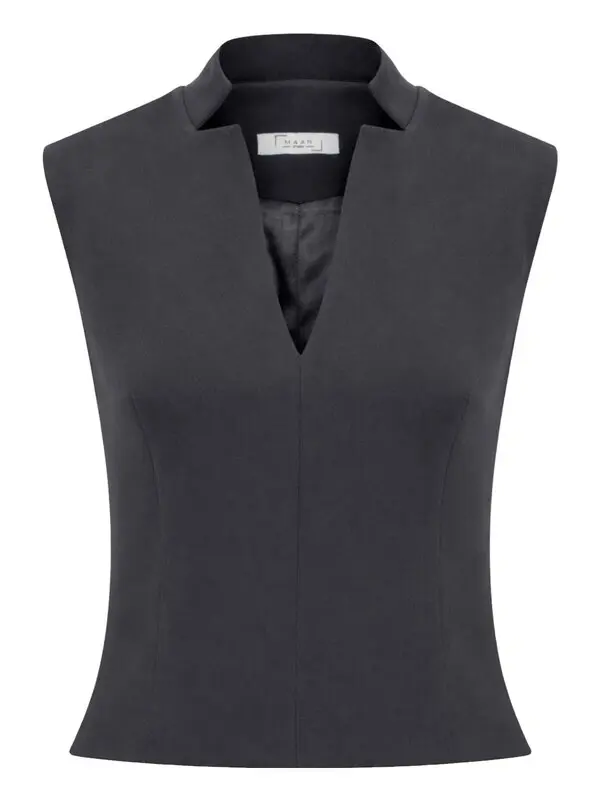 MAAN ISTANBUL High Neck Sleeveless Blouse - Grey
