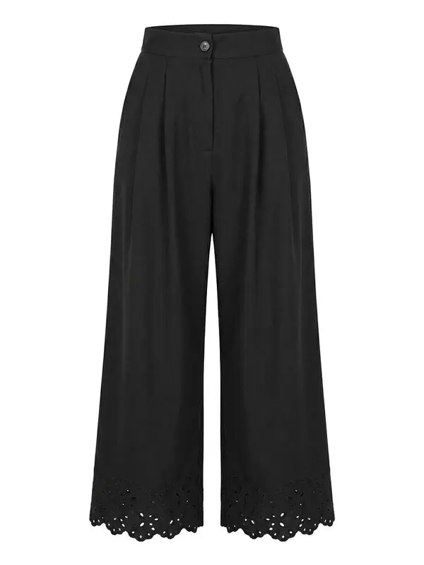 NOOKI DESIGN Sirena Embroidered Cutwork Trousers - Black