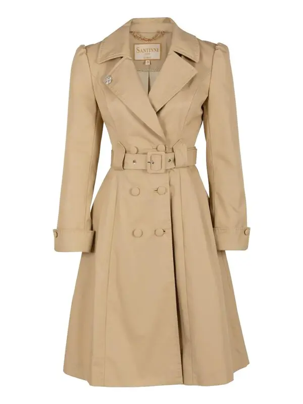 SANTINNI Bergman Cotton Gaberdine Trench Coat - Gray