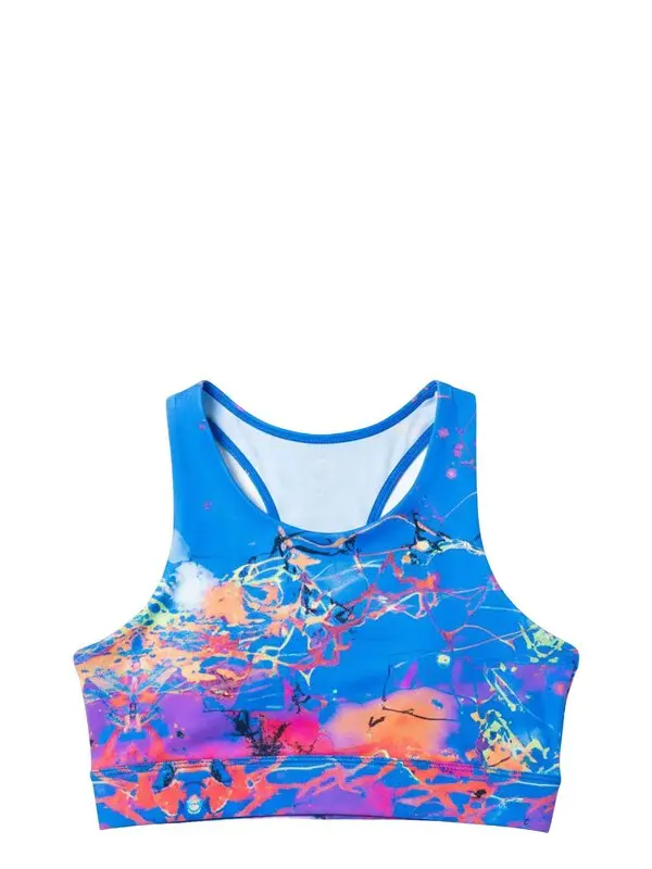 LILIA MUNN High Support Racerback Sports Bra– | Coral Reef Print - Blue