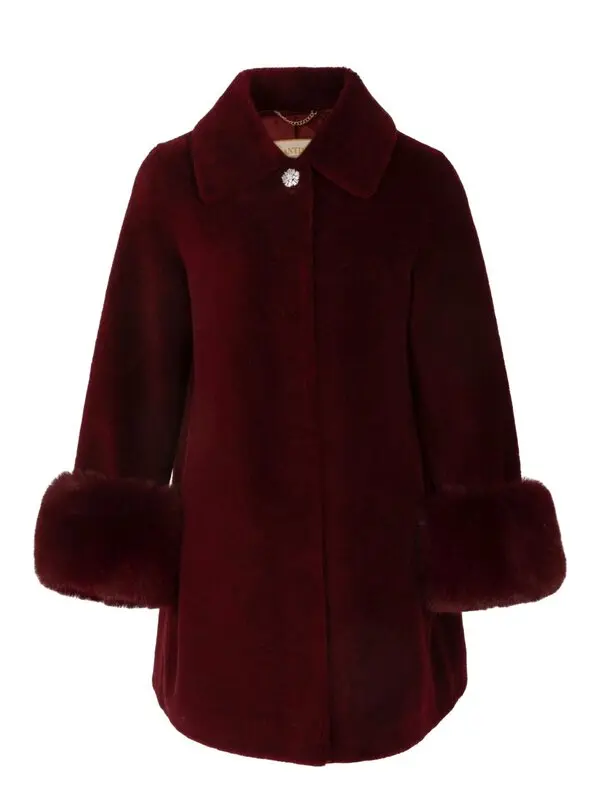 SANTINNI Fairytale Wool & Faux Fur Teddy Coat - Red