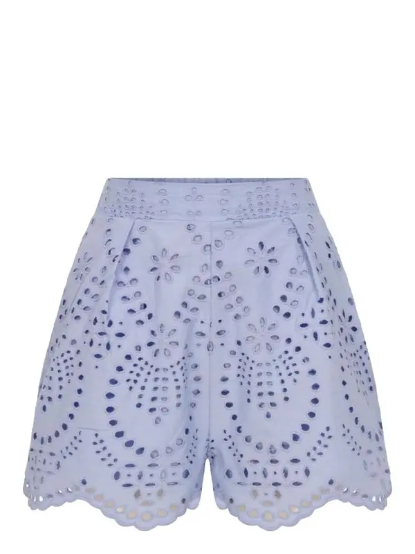 THISISU COLLECTION High-waisted Broderie Anglaise Shorts - Blue