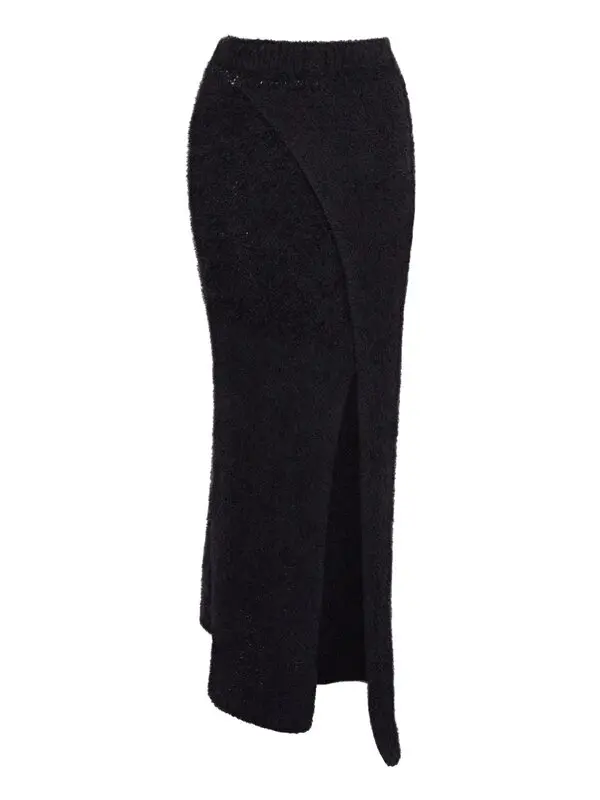 SARAH REGENSBURGER Hand Knitted Maxi Skirt With Slit - Black