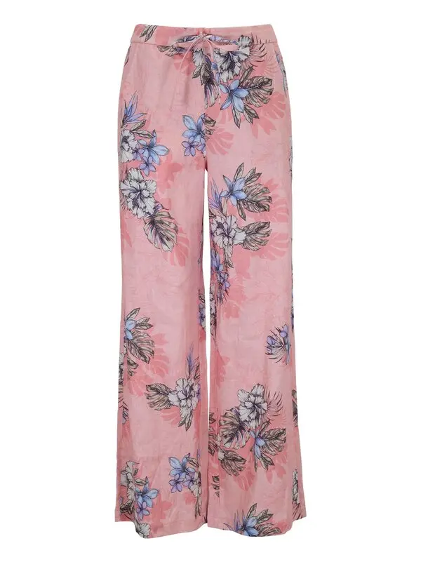 LORDS OF HARLECH Lillian Exotic Floral Wide-leg Pant - Pink