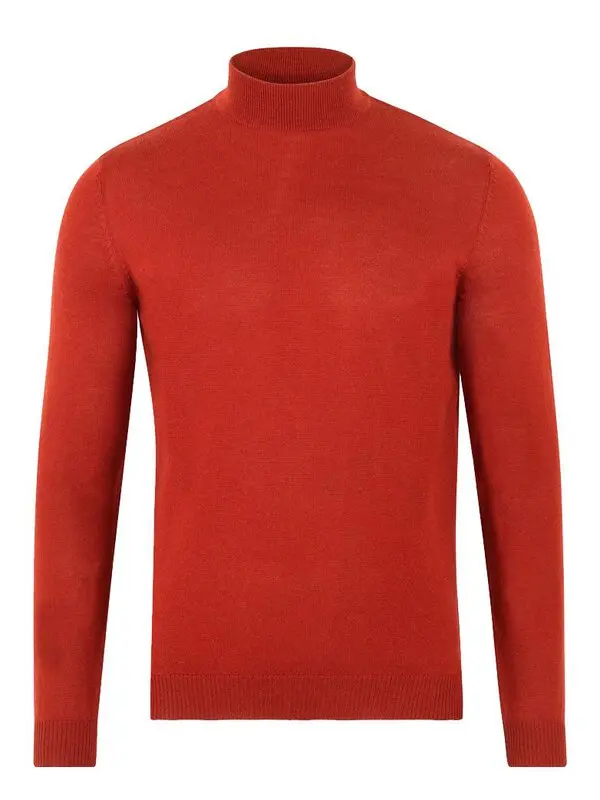 PAUL JAMES KNITWEAR Extra Fine Merino Wool Mock Turtleneck Jumper - Red