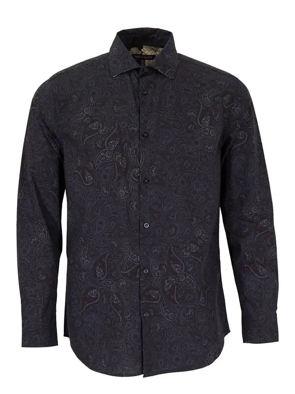 LORDS OF HARLECH Nigel Montgat Paisley Shirt - Black