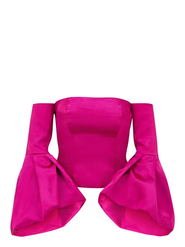 TIA DORRAINE Off-shoulder Satin Blouse - Pink