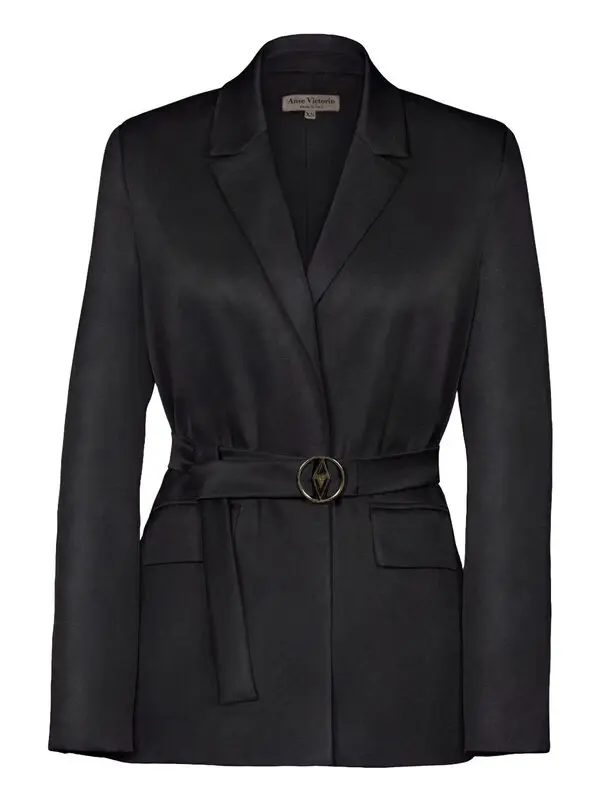 ANSE VICTORIN Claire Silk Cotton Blazer - Black