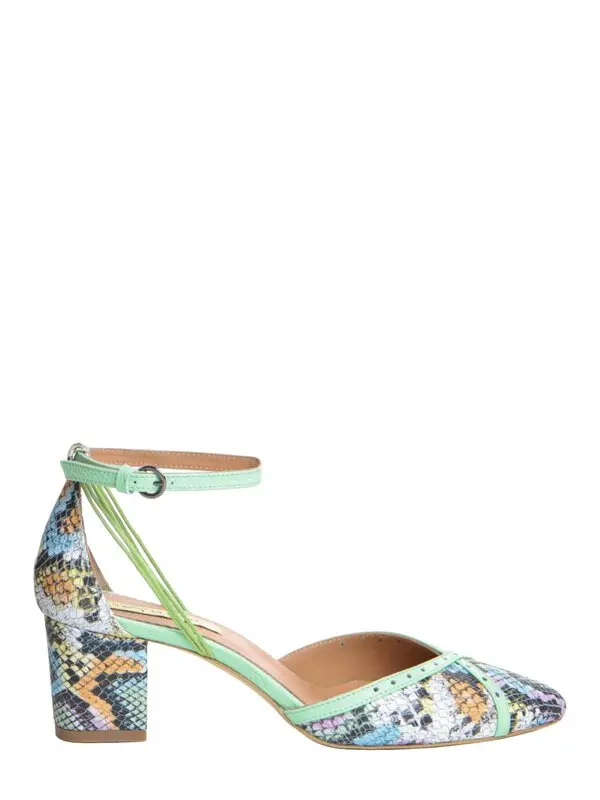 THE 5TH ELEMENT Multicolour Embossed Leather Pumps - Green