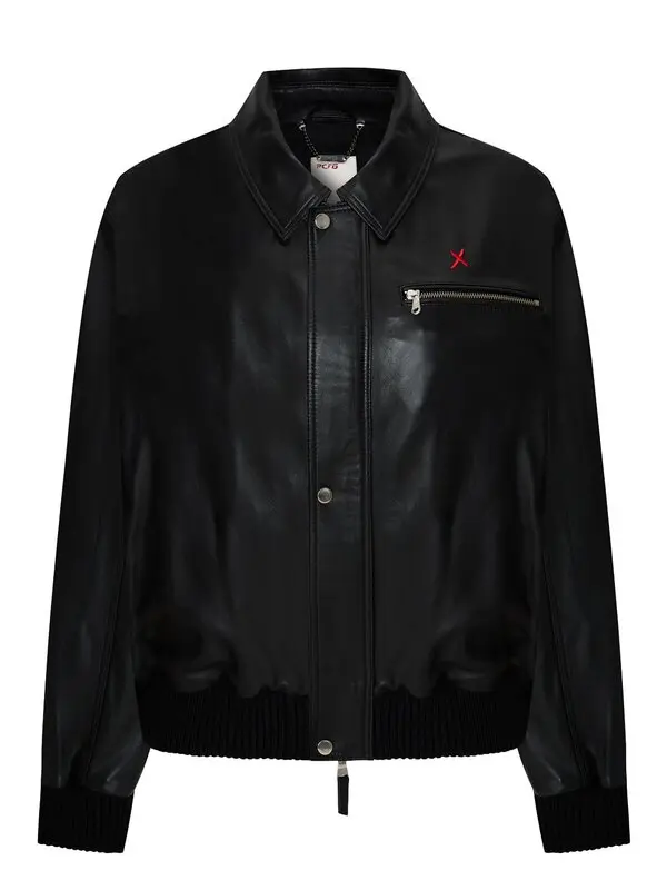 PCFG Bomber Leather Jacket - Black