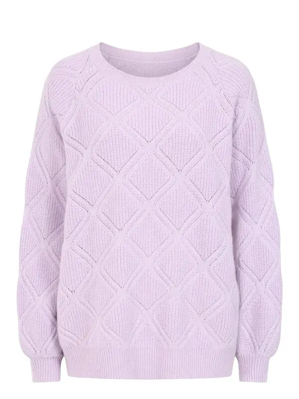 LOOP CASHMERE Diamond Stitch Cashmere Sweater - Purple