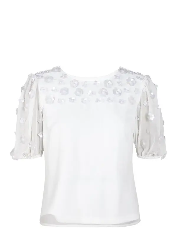 ROSE & NANCY Morena Hand Embellished Top - White