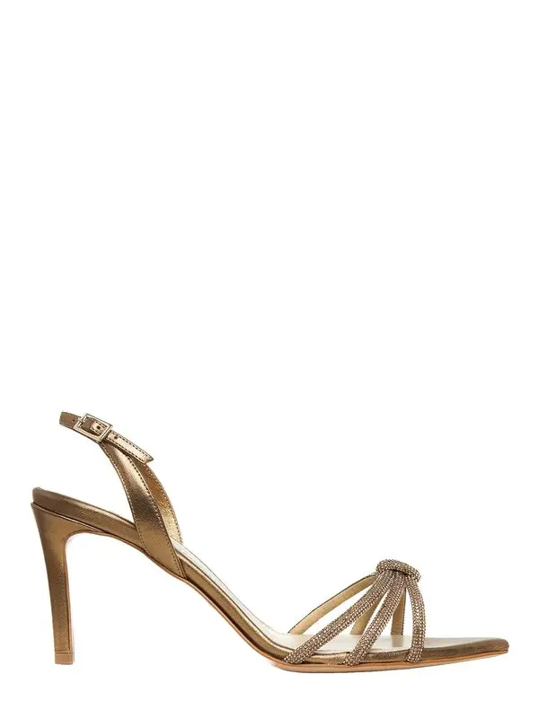 GINISSIMA Daisy Crystal And Leather Low Heel Sandals - Gold