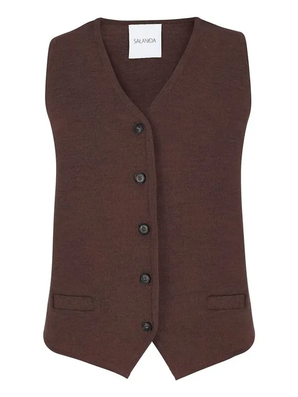 SALANIDA Galante Knitted Merino Wool Waistcoat - Brown