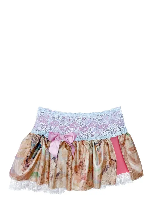 ACID CAT Dilute Tortie Lacey Bow Mini Skirt - Blue