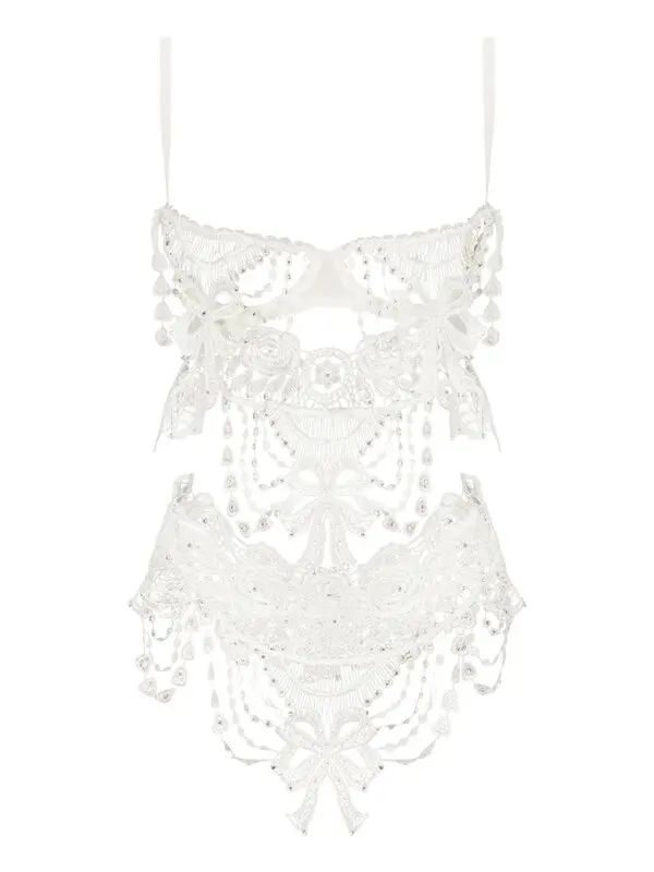 BELLE ET BON BON Limited Edition Sparkling Crystal Bridal Bodysuit - Silver