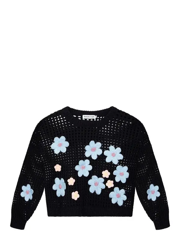 SOUR FIGS Daisy Detail Knit Jumper - Black