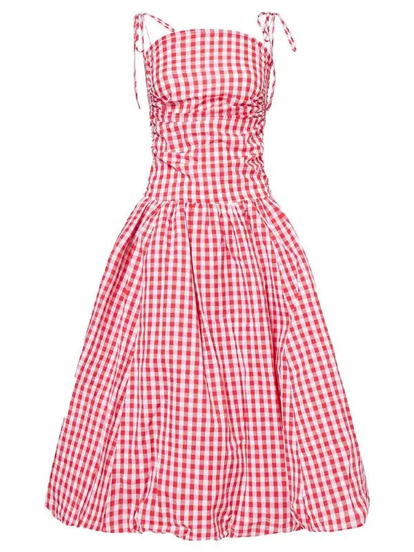 AMY LYNN Alexa Gingham Midi Dress - Red