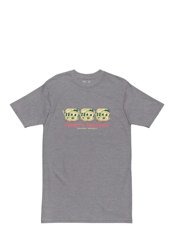 ANCHOR & CREW Heather Gustatory Originals Coffee & Croissant Heavy Cotton T-shirt - Grey