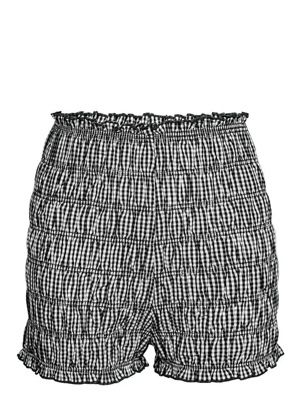 AMY LYNN Danica Gingham Shirred Shorts - Black