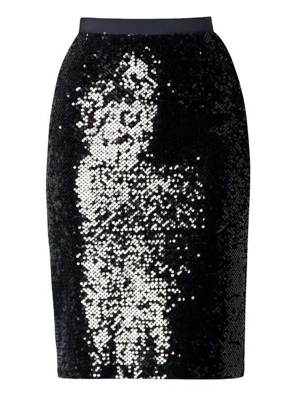 RUMOUR LONDON Hanna Sequin Velvet Pencil Skirt - Black