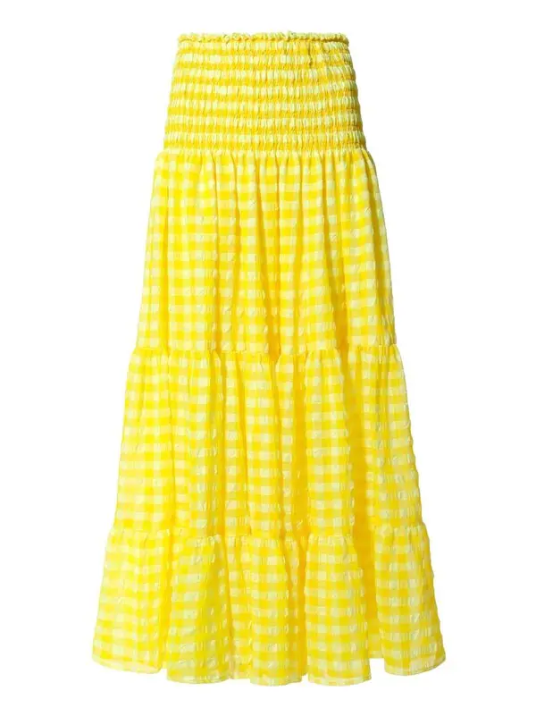 AGGI BY HALEWSKI Plaid Maxi Skirt - Yellow