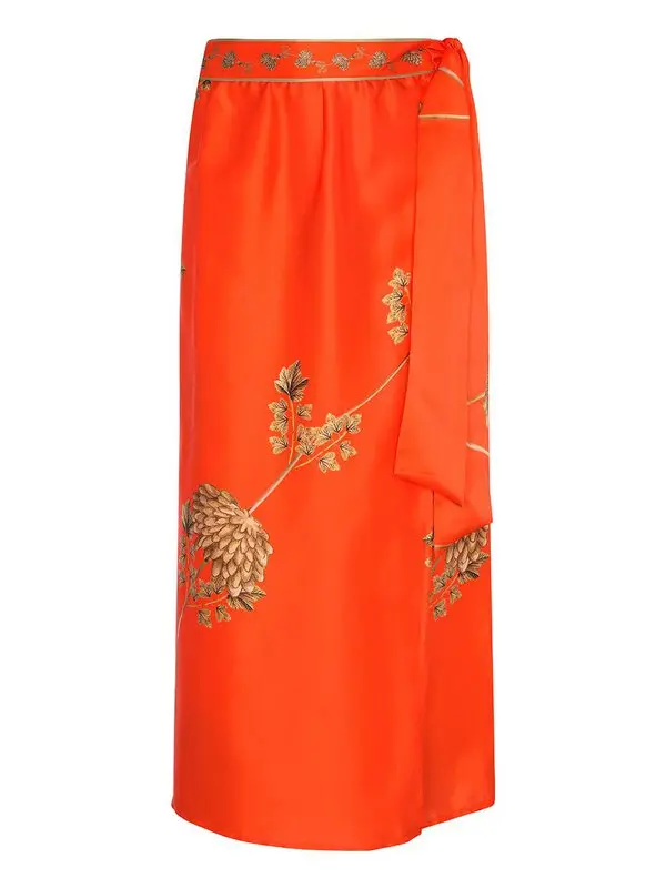 AGUACLARA Printed Wrap Skirt - Orange