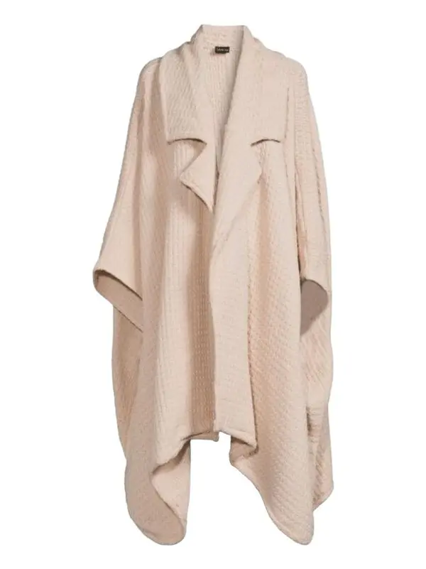 Saachi Oversized Waffle Knit Collared Jacket - Pink