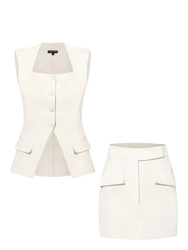 TIA DORRAINE Vest And Mini Skirt Set - White