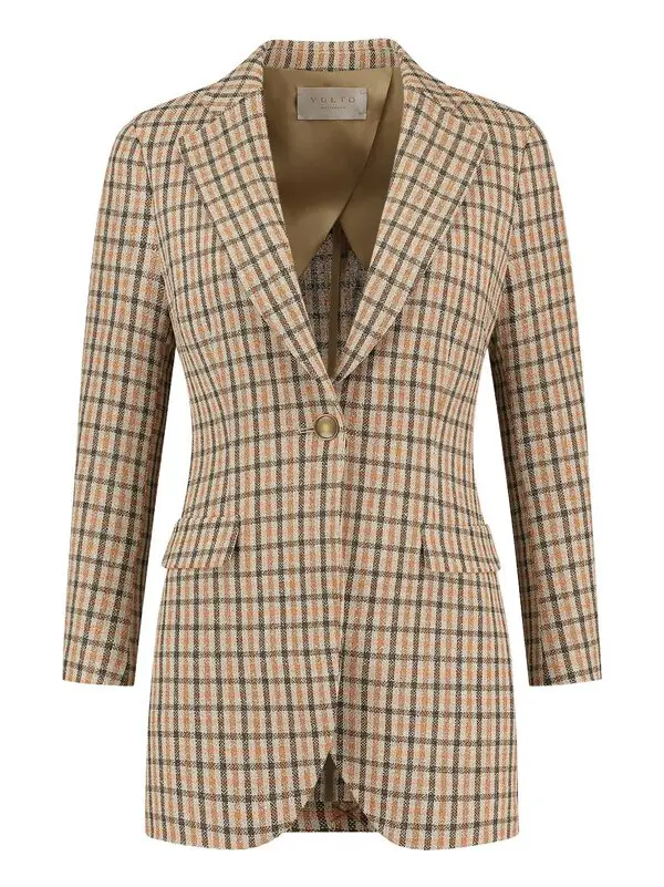 VULTO Plaid Wool-silk Blazer - Brown