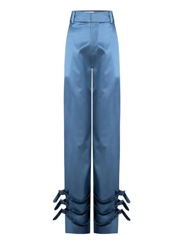PCFG High-waist Pants With Adjustable Hem - Blue