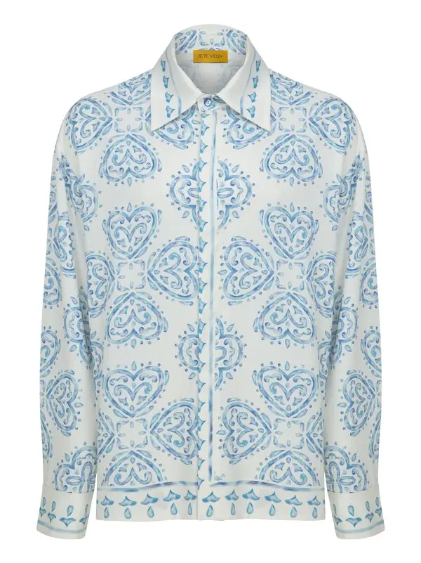 JE TE VEUX Bleu Long Sleeve Shirt - Blue
