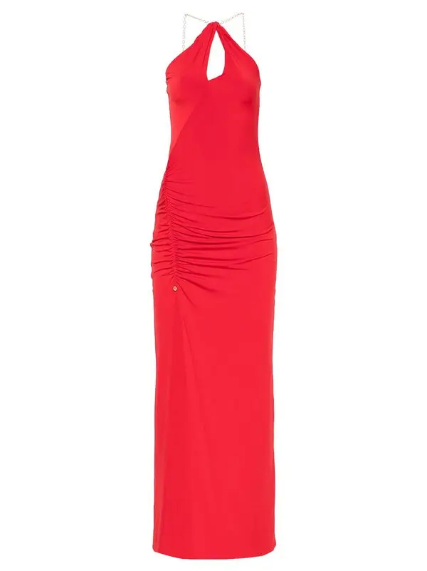 NISSA Open-back Jersey Midi Dress - Red