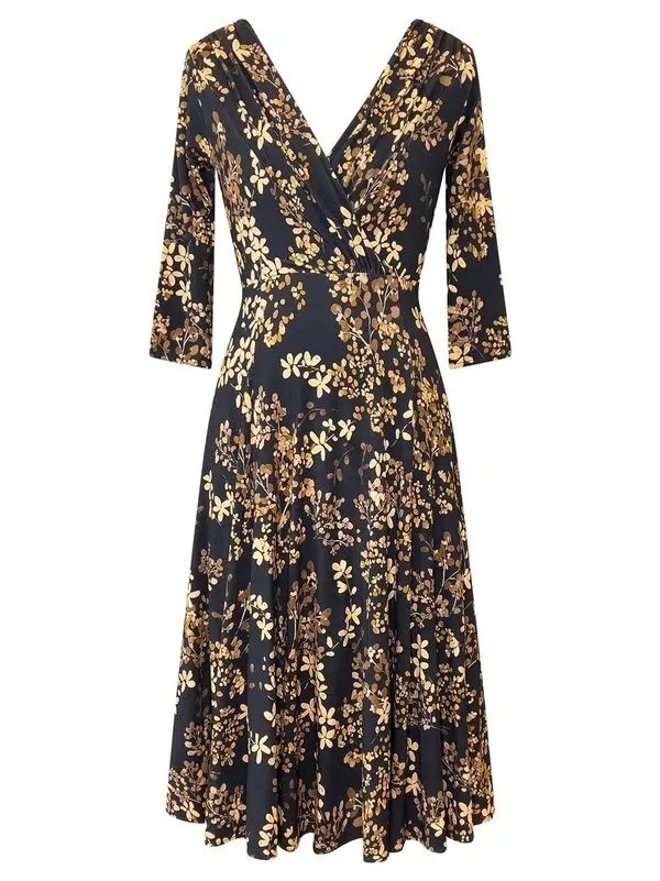 ALIE STREET LONDON Annie Dress Petite Golden Blossom - Gold/black