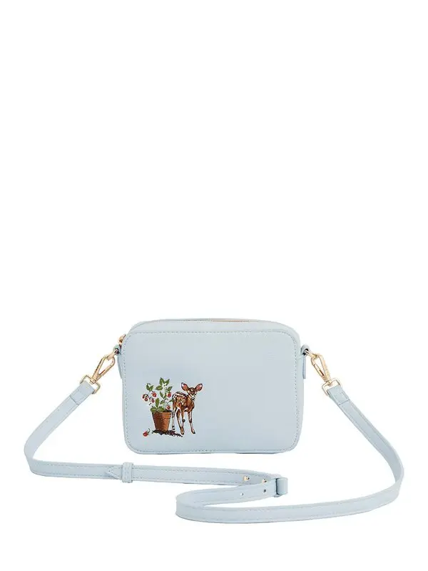 FABLE ENGLAND Charlotte Strawberry & Fawn Embroidered Camera Bag - Blue