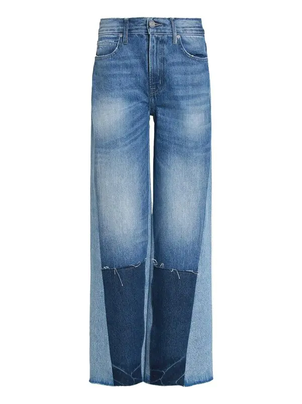 NOEND Emma Upcycled Cropped Wide Jeans - Blue