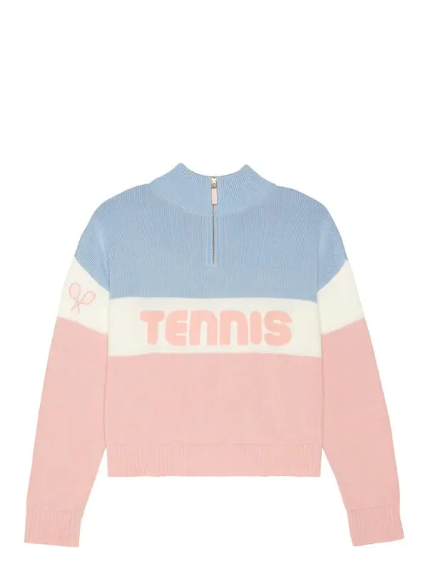ELLSWORTH + IVEY Madison Quarter Zip Pullover - Blue/pink