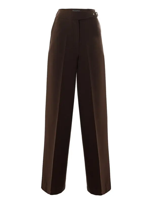 EXQUISE Regular Tailored Pocketed Avayah Pants - Brown