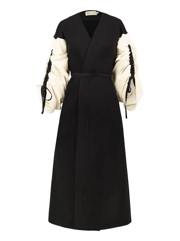 ALINA CERNATESCU Astrid Maxi Cardigan Coat With Adjustable Sleeves - Black