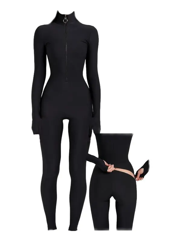 MONOSUIT Long Sleeve Turtleneck Zip Up Bodysuit - Black