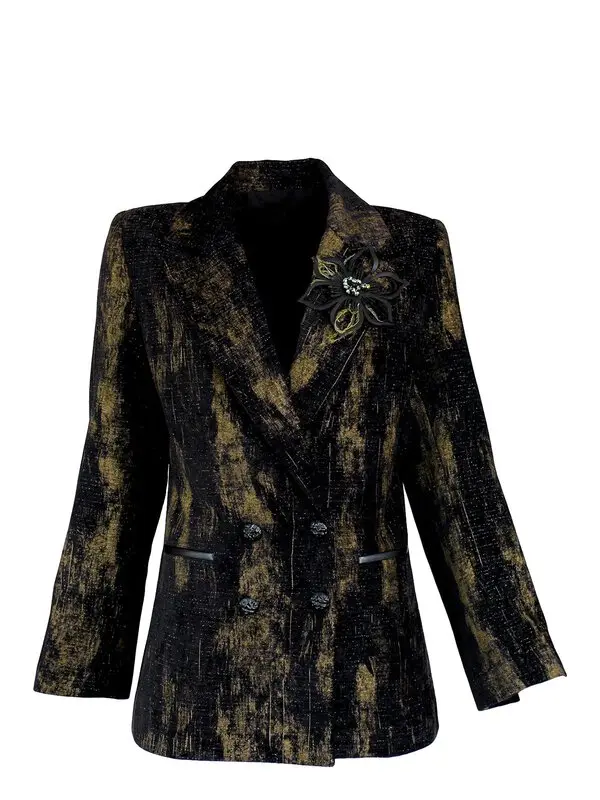 LALIPOP DESIGN Metallic Print Double-breasted Blazer - Black