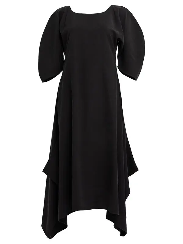 BIANCA POPP Puff Sleeve Midi Dress With Flaps - Black