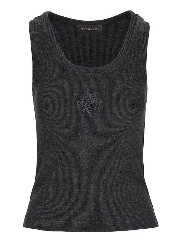 MANDRAGORA Ribbed Cotton Tank Top - Grey
