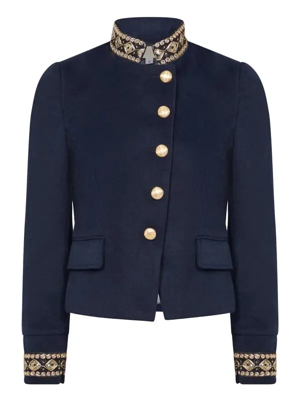 GUINEA Military Jacket With Embellished Braid Trims - Gold/blue