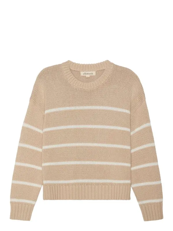 ELLSWORTH + IVEY Striped Crewneck Sweater - White