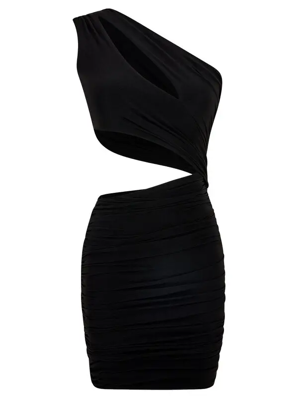 GROWNY Asymmetrical Cutout Bodycon Dress - Black