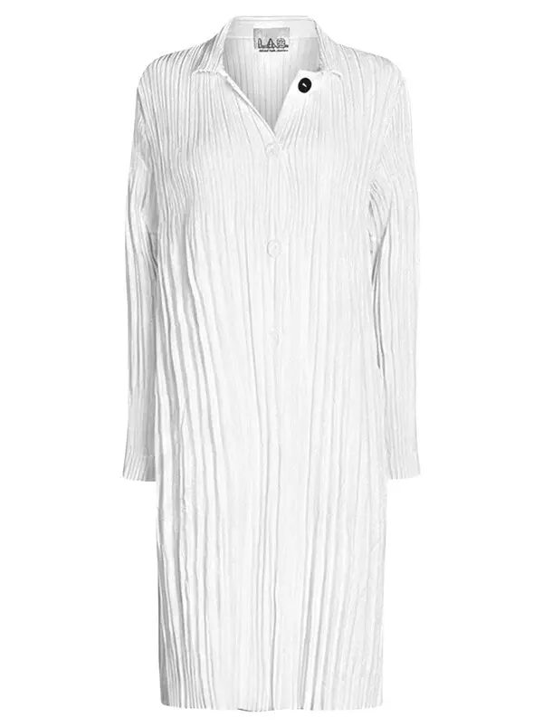 LONDON ATELIER BYPRODUCT Accordion Pleated Shirt Dress - White