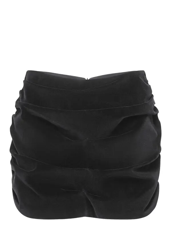 SEROTONINN Draped Velvet Mini Skort - Black