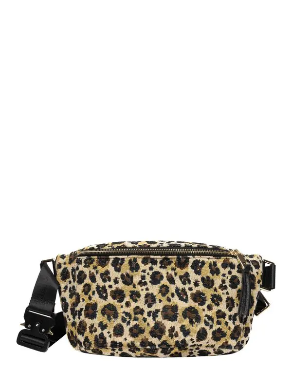 L2R THE LABEL Leopard Print Fanny Pack - Black